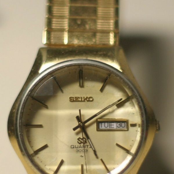 Seiko 3003 Quartz Gold 0843-8039 May 1975 Facetted Crystal Runs Great ...