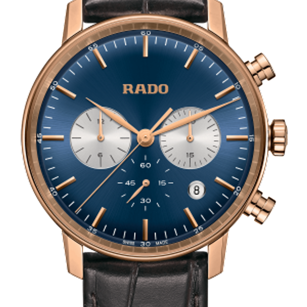 Rado Coupole Classic Chronograph Blue Dial Leather Band Men's Watch ...