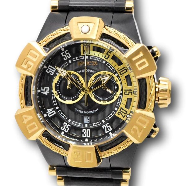 Invicta JT Men's 52mm Black & Gold Ronda Swiss Quartz Chrono Watch ...