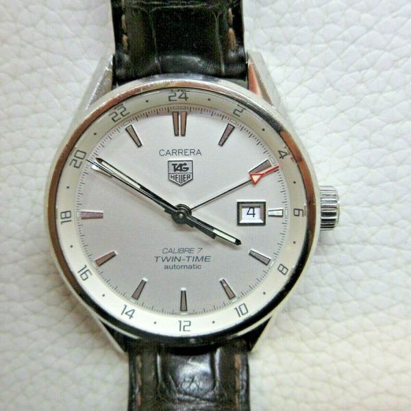Tag Heuer Carrera Calibre 7 Twin Time Mens Automatic Watch WAR2011-0 ...