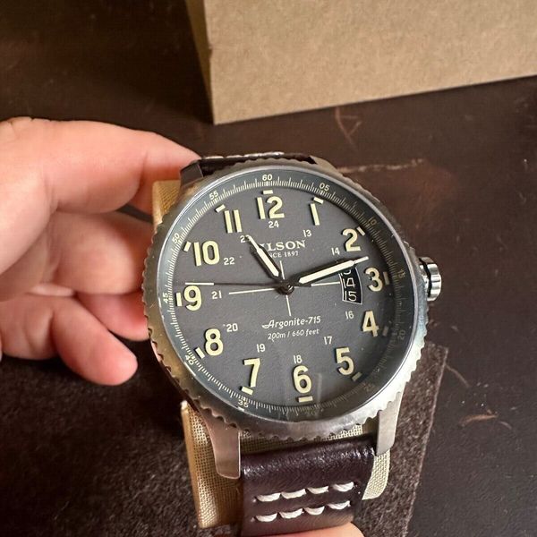 Filson Mackinaw Field Watch, built by Shinola, 43mm, green/grey face ...