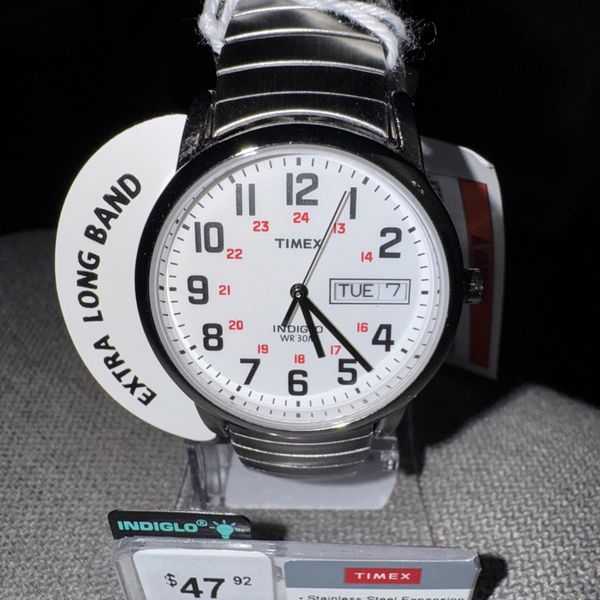 Timex Men's Easy Reader Silver Stainless Steel Expansion Band Watch ...