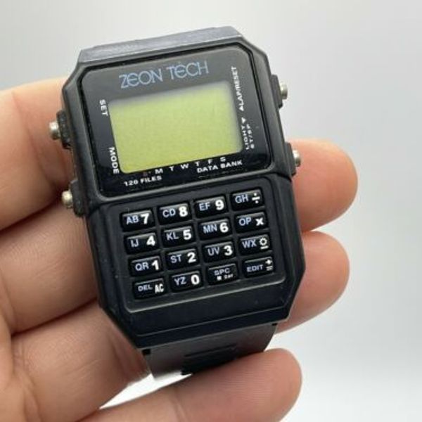 ⭐️ Vintage ZEON TECH 120 Files DATA BANK Memory Retro CALCULATOR WATCH ...