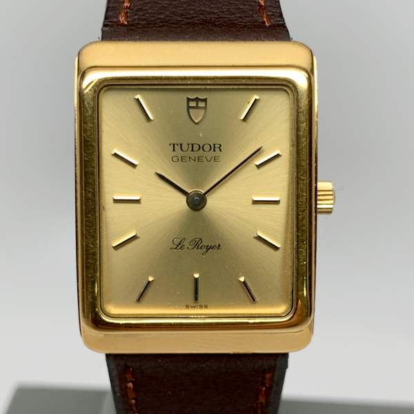 TUDOR Le Royer Tank Style Swiss Dress Watch Manual Wind Gold Tone ...
