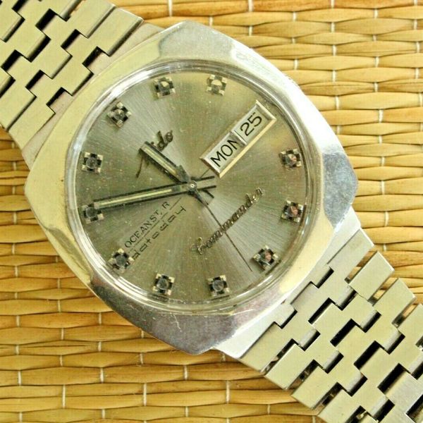MIDO OCEAN STAR DATODAY COMMANDER STAINLESS DAY DATE LINK BRACELET ...