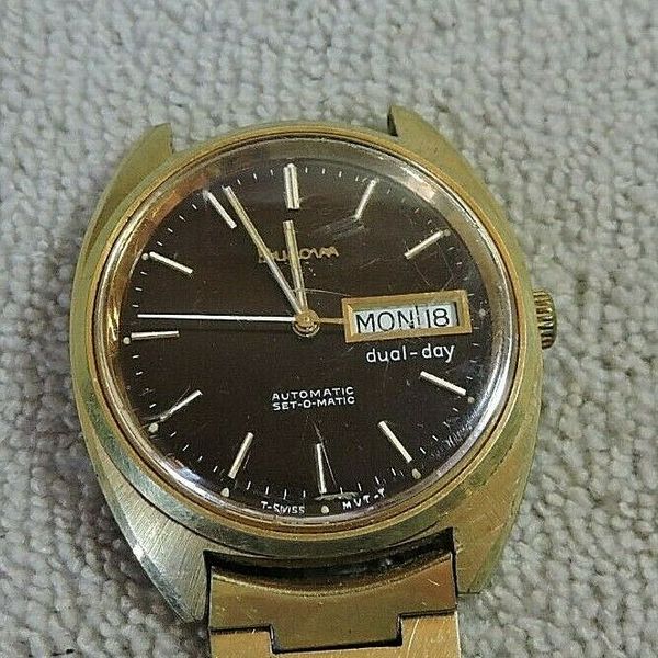 Vintage Bulova N7 Set O Matic Automatic Dual Day Wristwatch Watch ...