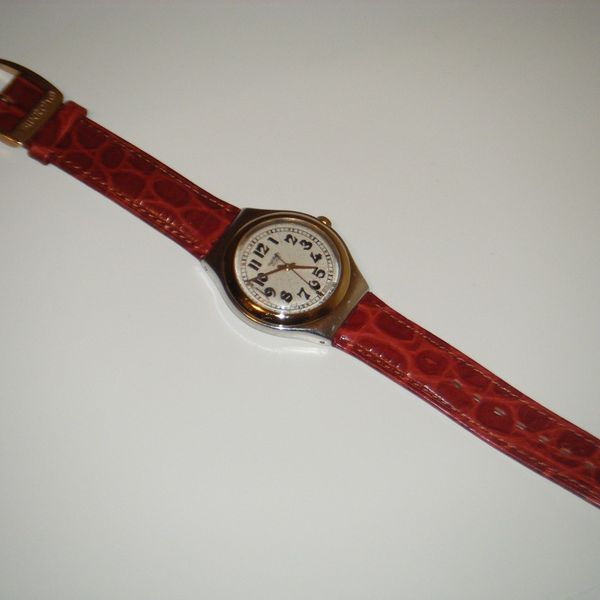 Vintage Swatch AG 1993 Swiss Made Leather Band Wrist Watch ...