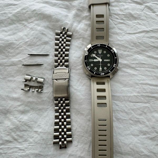 Vintage Seiko Turtle Diver 6309-7049 black dial Stainless Steel Watch + Strap | WatchCharts ...