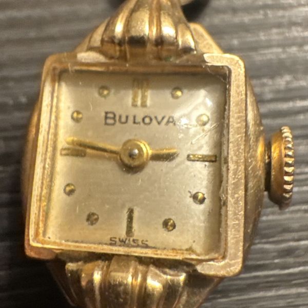 Vintage Ladies Bulova Watch, 10k Yellow Gold case w Serial Number Needs ...