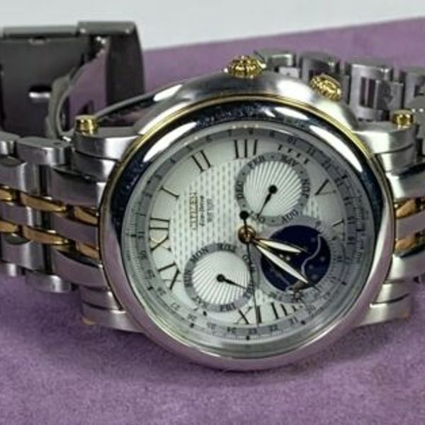 Men's Citizen Eco Drive Calibre 8651 Moon Phase Two Tone Stainless ...