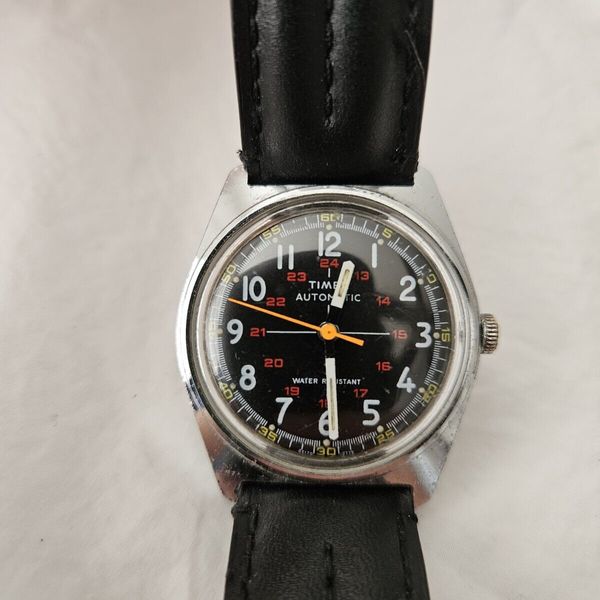 Vintage Timex Military Field Crosshair Viscount Mens Automatic Watch ...