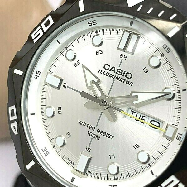 Casio Men's Watch MTD-1080 Silver Dial 43mm Illuminator Black Resin ...