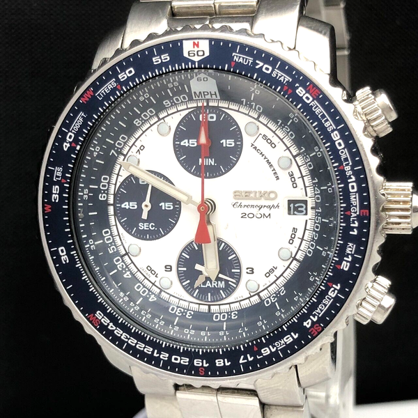 Seiko Flightmaster 7T62-0EB0 SNA413 Chronograph Quartz Men's Watch 42mm ...