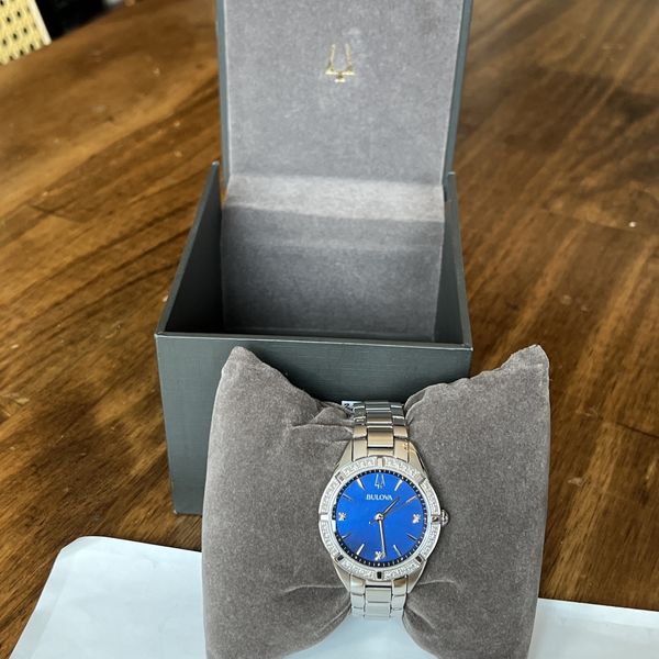 BULOVA Blue Dial SUTTON Diamond Accent Women's Watch - 96R243 ...