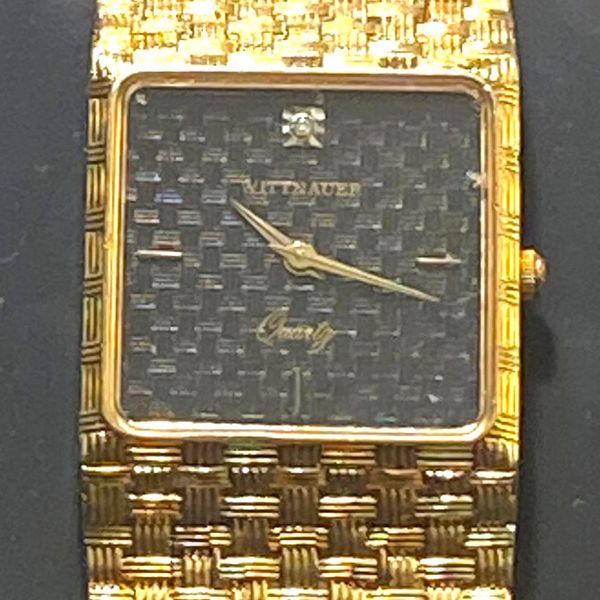 Longines Wittnauer Quartz Menâ s Watch Square Black Face/ Diamond/ Gold ...