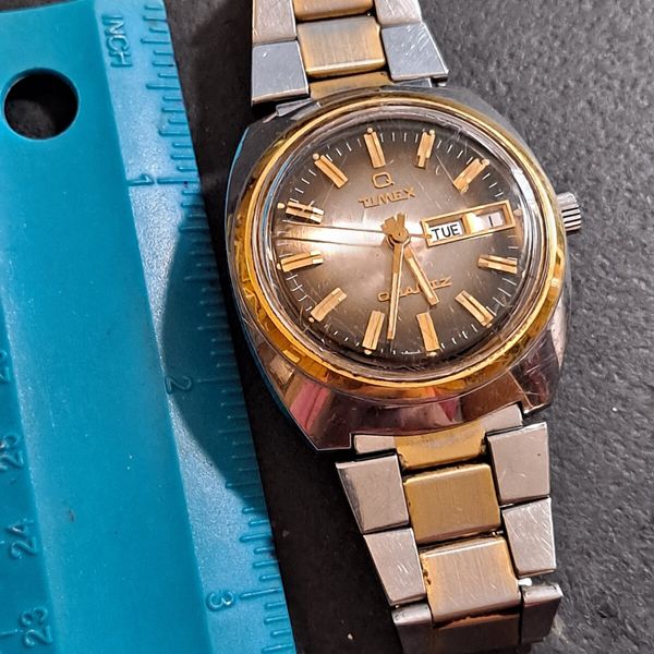 Vintage Mens TIMEX A Cell Cushion Day Date Quartz Watch As Shown ...