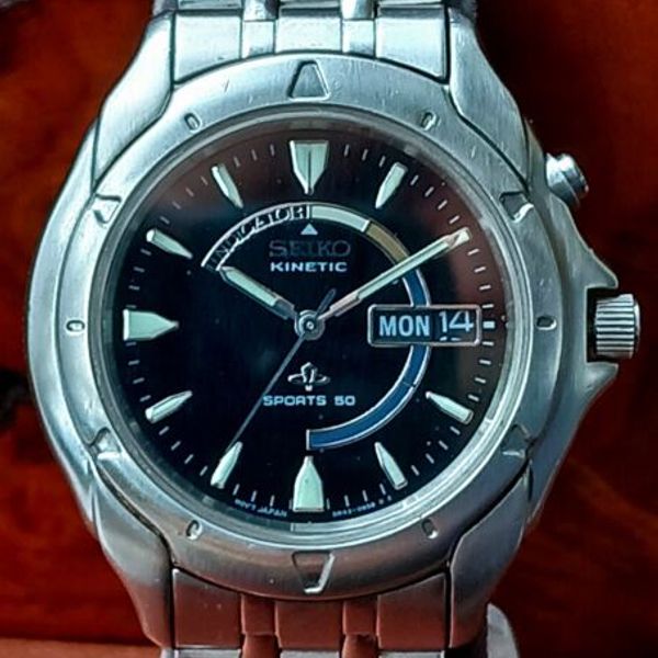 #145, Mens VINTAGE SEIKO KINETIC SPORT 50 AUTOMATIC WRISTWATCH WORKING ...