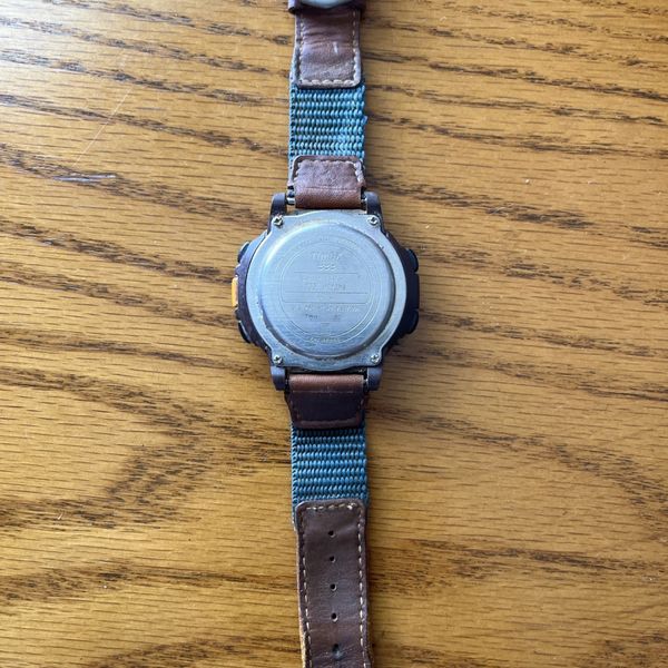 Vintage Timex Microsoft Data Link Digital Watch Mens Green And Leather ...