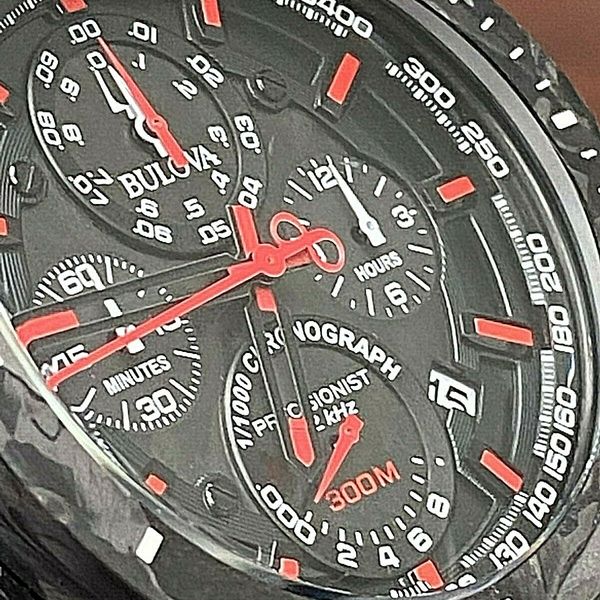 Men's Bulova 98B313 Quartz Precisionist Chronograph Red Accents 46.5mm ...