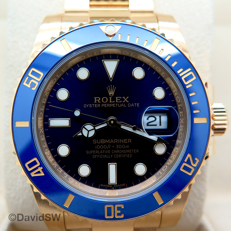 FS: Rolex 116618LB SUNBURST BLUE DIAL 18K YELLOW GOLD SUBMARINER ...