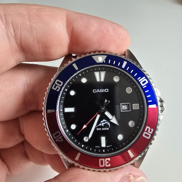 Casio Marlin Duro MDV-106 Pepsi Bezel, Two Straps Included ...