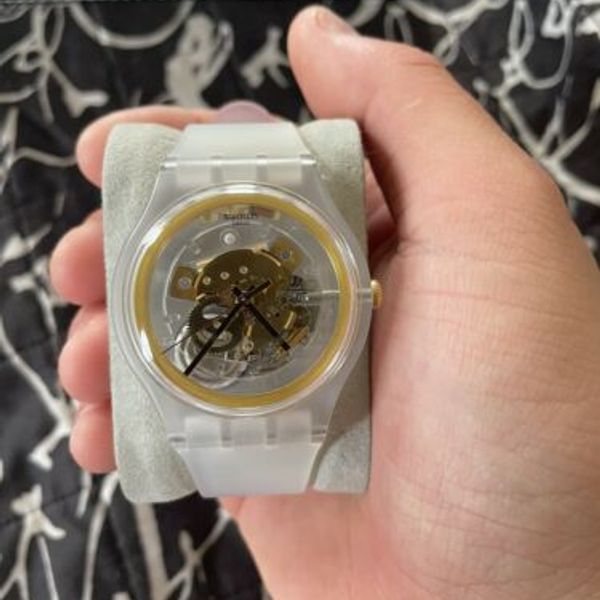 Swatch My Time Quartz Unisex New Gent Clear Transparent Watch SVIZ102 ...