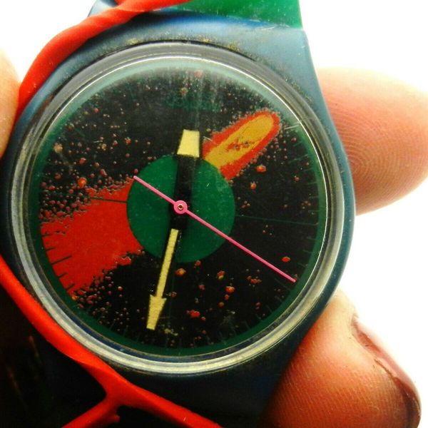 Rare Vintage Swatch Watch Halley's Comet Cosmic Encounter Green w ...