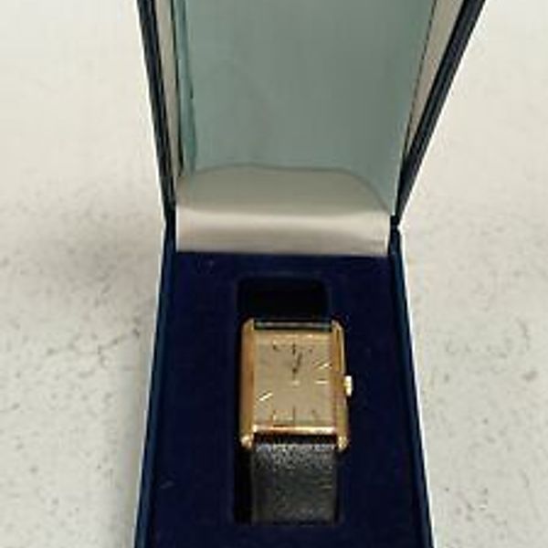 Vintage Rotary Gold Tone Watch in Box - Classic Rectangle Dial Pre ...