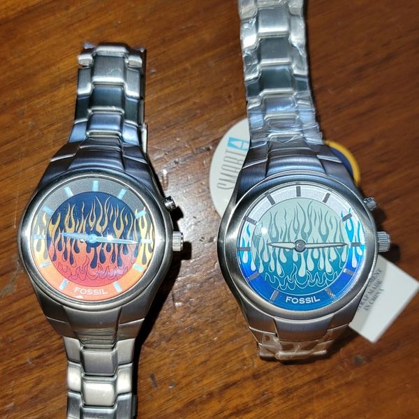 Fossil Big Tic JR-8222 JR-8115 Blue Orange Flame Animated Dial 39mm Mens Watches | WatchCharts ...