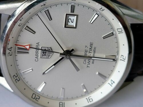 Tag Heuer Carrera Calibre 7 Twin-Time Automatic With Brown Aligator ...