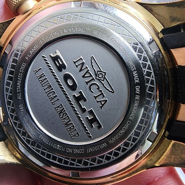 Invicta Nautical Bolt Watch Model 17465 WR 200 M Gold Blue Black Mens ...