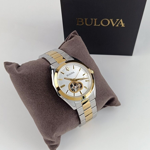 Bulova Surveyor 98A284 Men's Classic Automatic Watch Gold and Silver ...