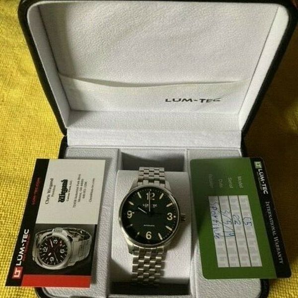 Lum-Tec Watch C5 Automatic Mens w/ Brushed Stainless Steel Bracelet ...