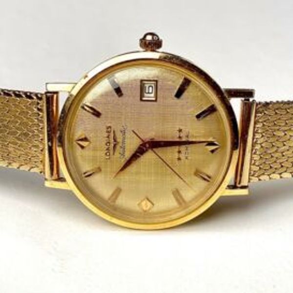 Vintage Longines 18k 5 Star Admiral Watch 34.6mm w 14k Solid Gold ...