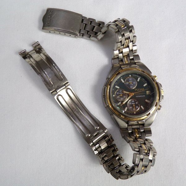 Vintage Pulsar Chronograph Titanium 100m Watch V657-8000 Japan Mov't ...