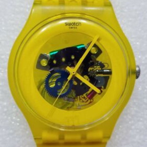 Vintage Bright Yellow Swatch Movement View Swiss Watch - Awesome ...