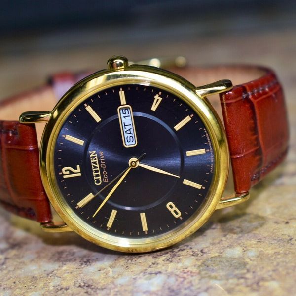 *Citizen Eco-Drive E101-S015588 Leather Band Men's Watch PreOwned BIN ...