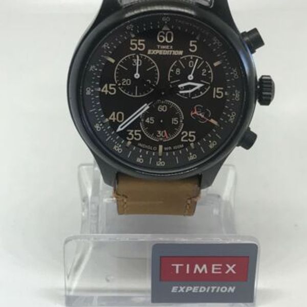 Timex Expedition Field Chronograph Brown Leather Mens Watch TW4B12300 ...