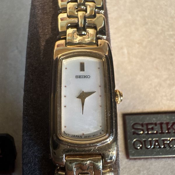 Vintage Seiko Watch Women Gold Dial Gold Tone Needs New Battery Quartz In Box | WatchCharts ...