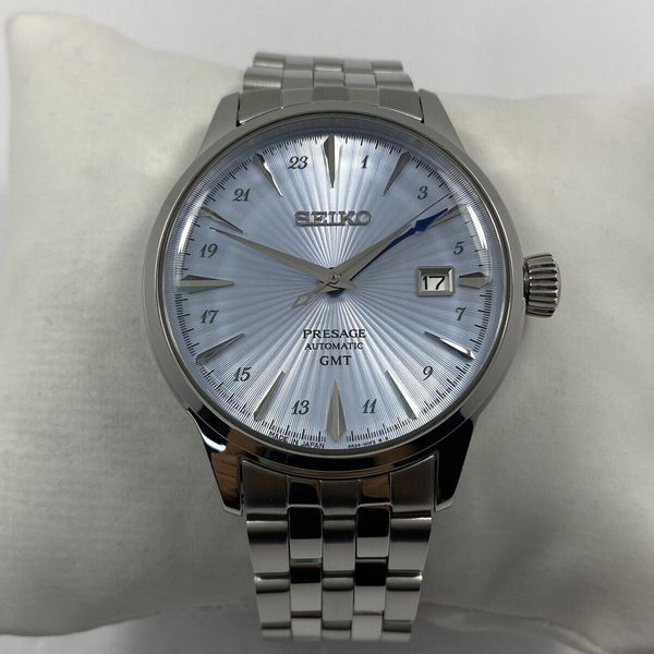 Seiko Presage Cocktail Time GMT Automatic Blue Dial Steel Men's Watch ...