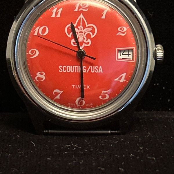 Vintage Timex Boy Scouts Watch NOS 1978! BSA Red Dial NATO 42mm ...