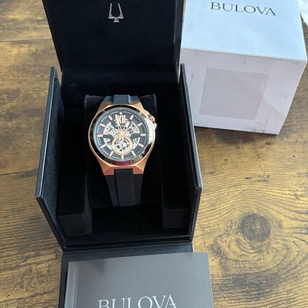 Bulova 98A177 MENS WATCH Black Classic Automatic Silicone Strap ...