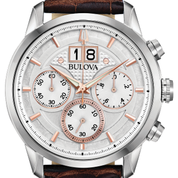 Bulova Classic Sutton Chronograph White Dial Leather Band Men's Watch ...