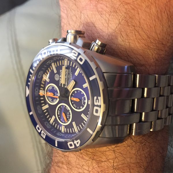 FSOT: DEEP BLUE DAYNIGHT T-100 TRITIUM SWISS VALJOUX 7750 BLUE DIAL ...