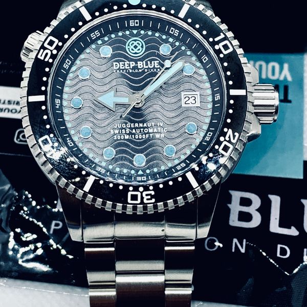 NEW DEEP BLUE JUGGERNAUT IV SWISS AUTOMATIC – DIVER - BLACK WAVE ...