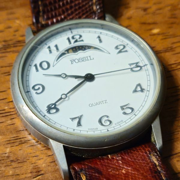 Men's Fossil Collection Moon Phase Hong Kong Vintage Quartz Watch New ...
