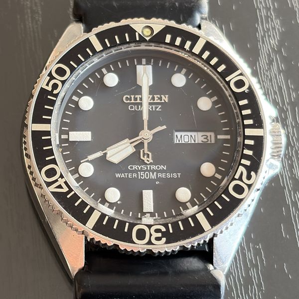 Vintage Citizen 150m Diver Crystron Quartz Day/Date Men's Watch 4 ...