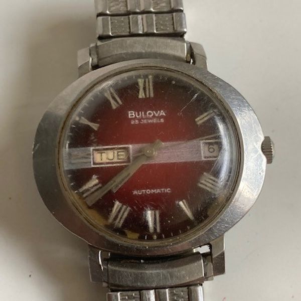 Bulova N3 President Sea King 23 Jewel Maroon Dial Split Day Date for ...