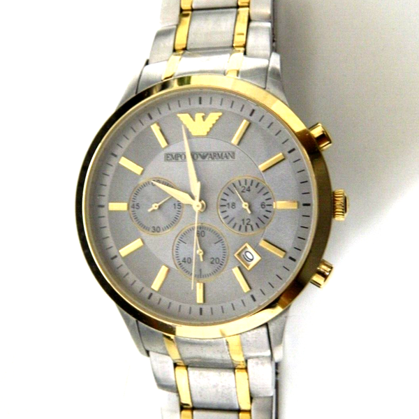 MEN'S WATCH "EMPORIO ARMANI" AR11076, 2 TONE, GOLD & SILVER, NEW ...