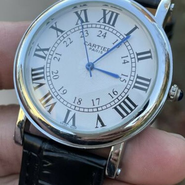 Cartier Paris Vintage Ronde Solo Watch With White Flower Waves Dial ...